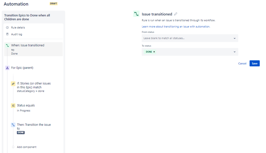 Solved: Move Epic status triggered by a subtask