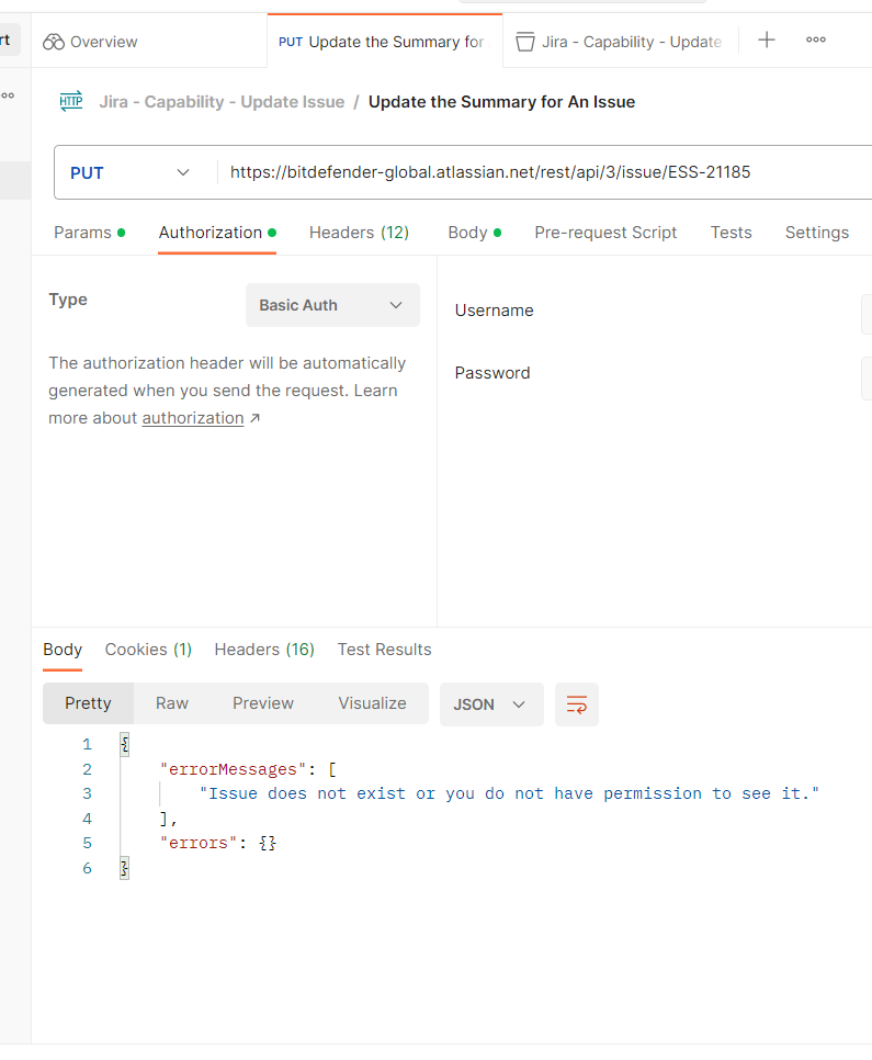 Solved: Issue when i try to update Jira ticket summary vi...
