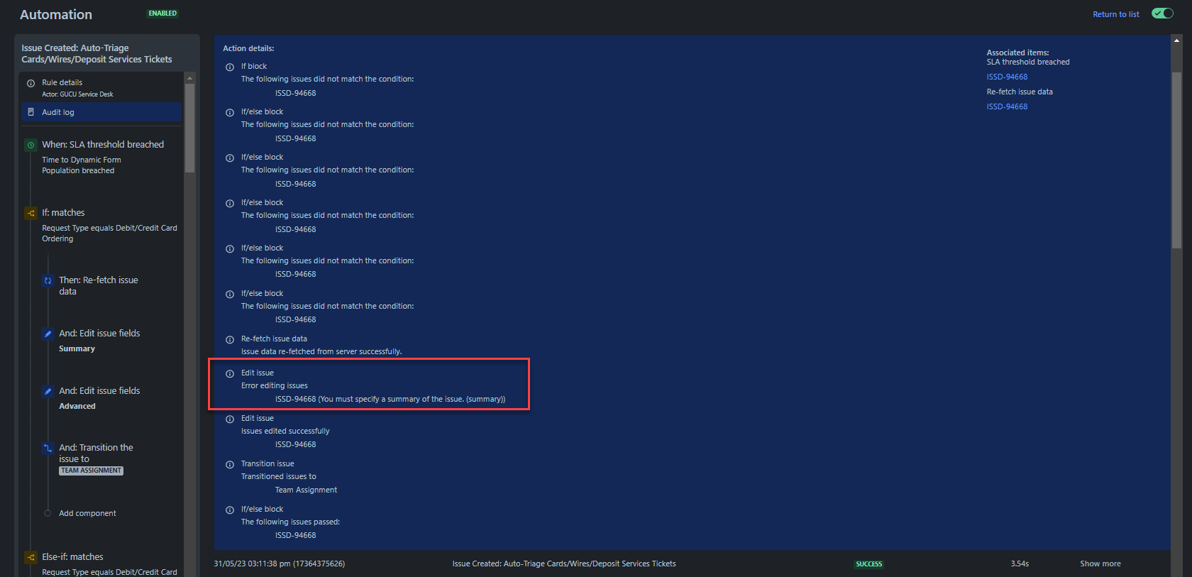 Automation 'Some Errors'