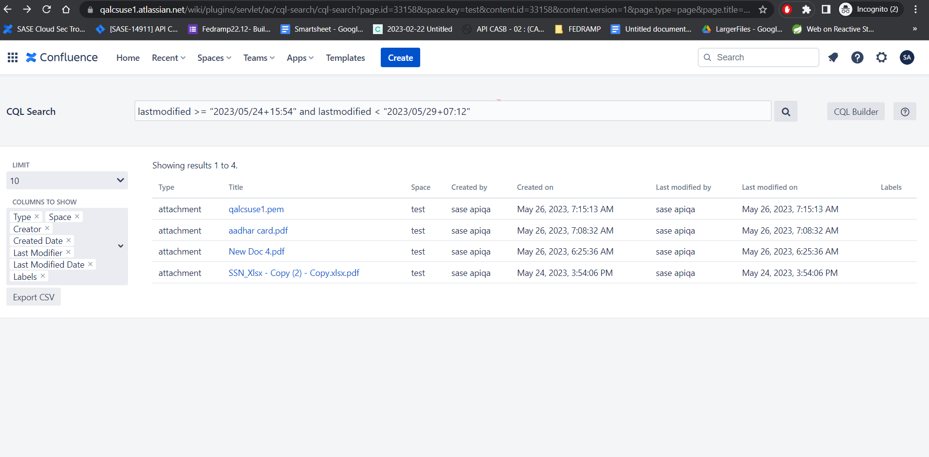CQL search query is not returning the proper resul...