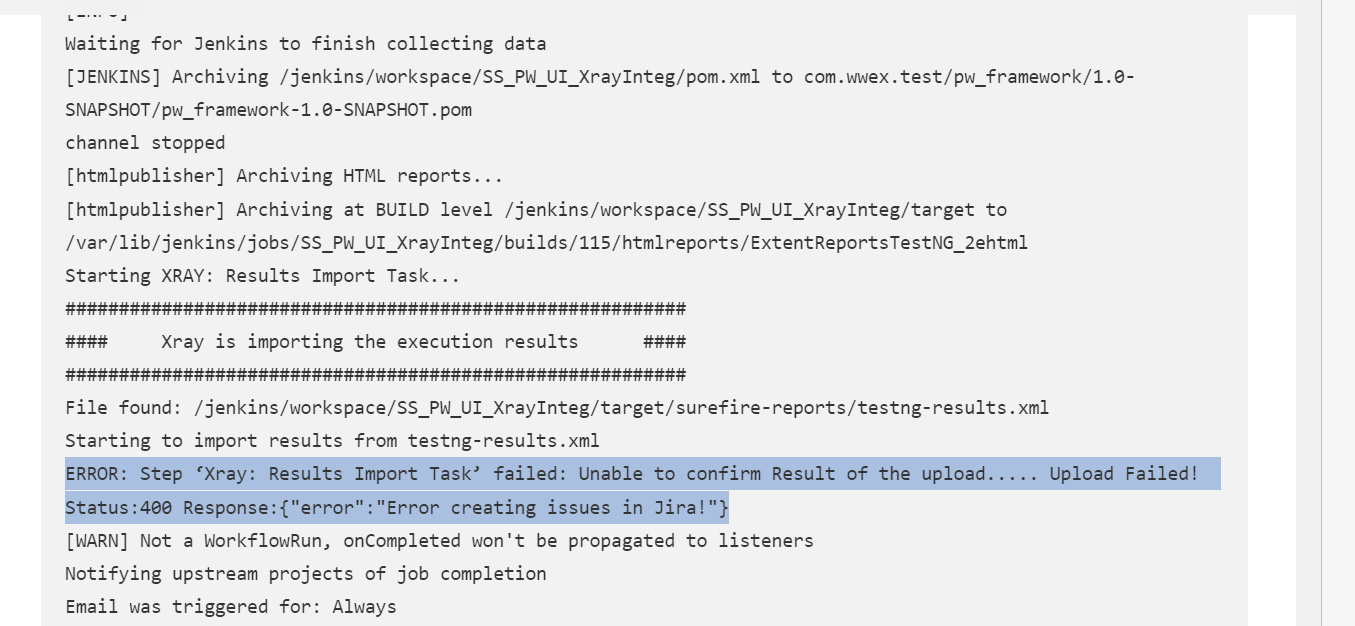 Jenkins - X-Ray connector plugin issue