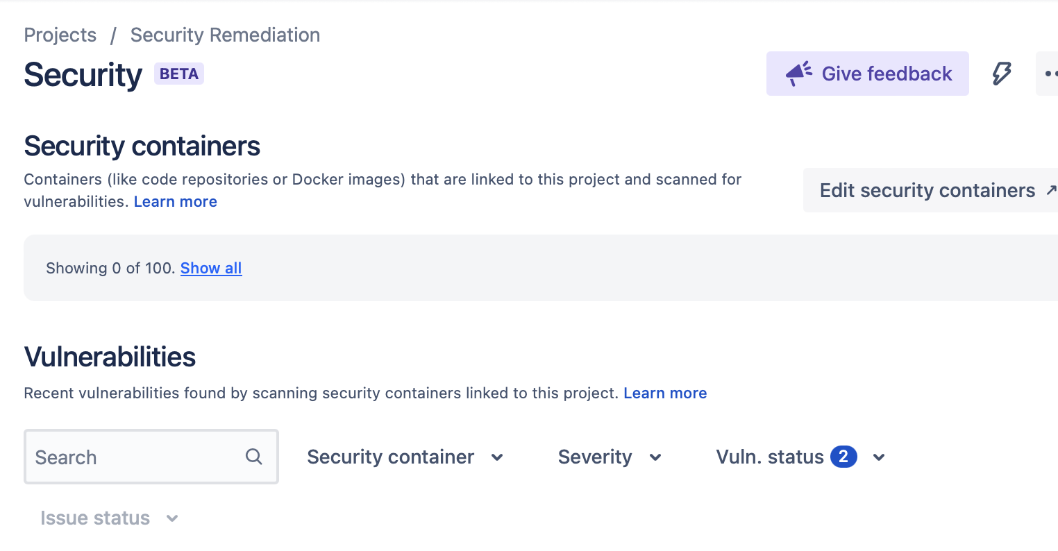 New Jira Security Tab feature feature requests