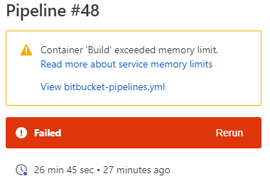 Solved: Container 'Build' exceeded memory limit.