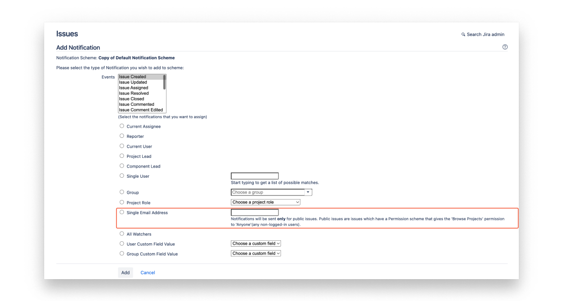 Removing the Single Email Address field in Jira No... - Atlassian Community