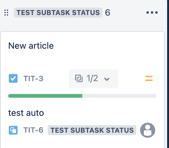 How can I set different status to subtasks?
