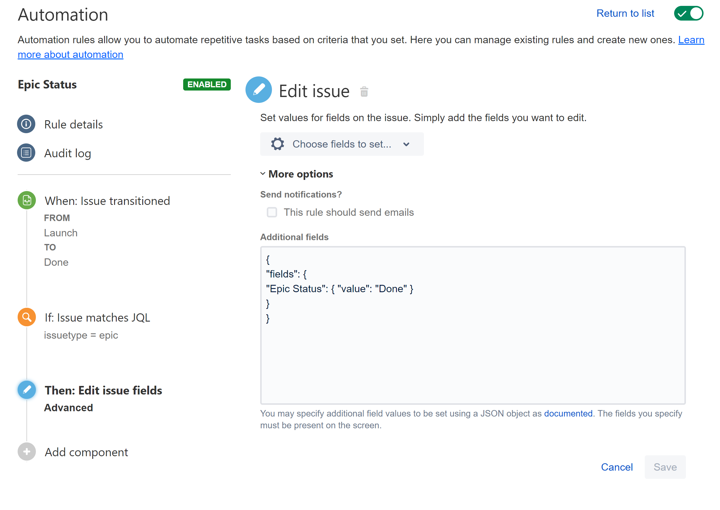 How to sync epic status and backlog view epic stat...