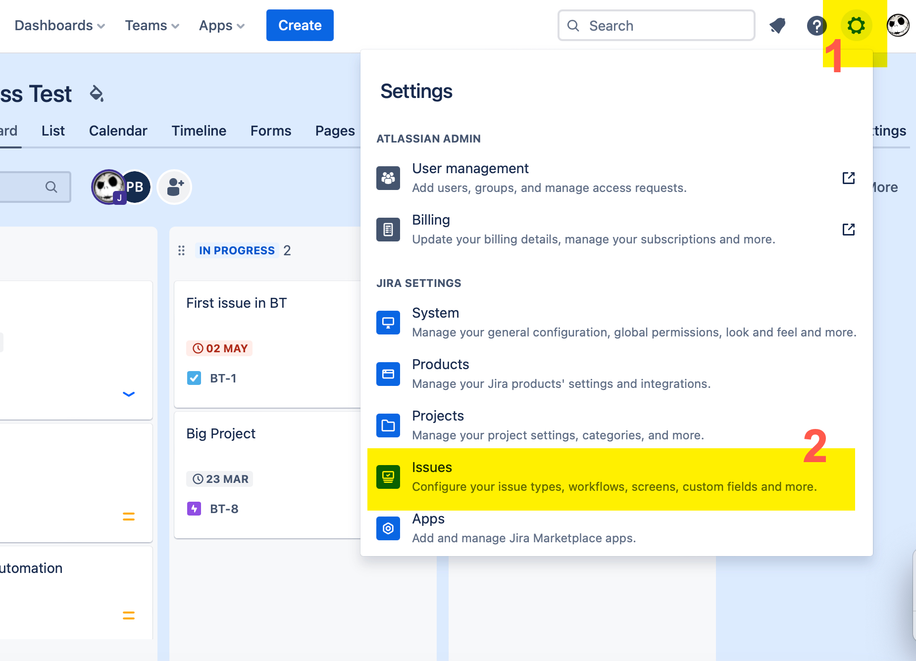 How can I set different status to subtasks?