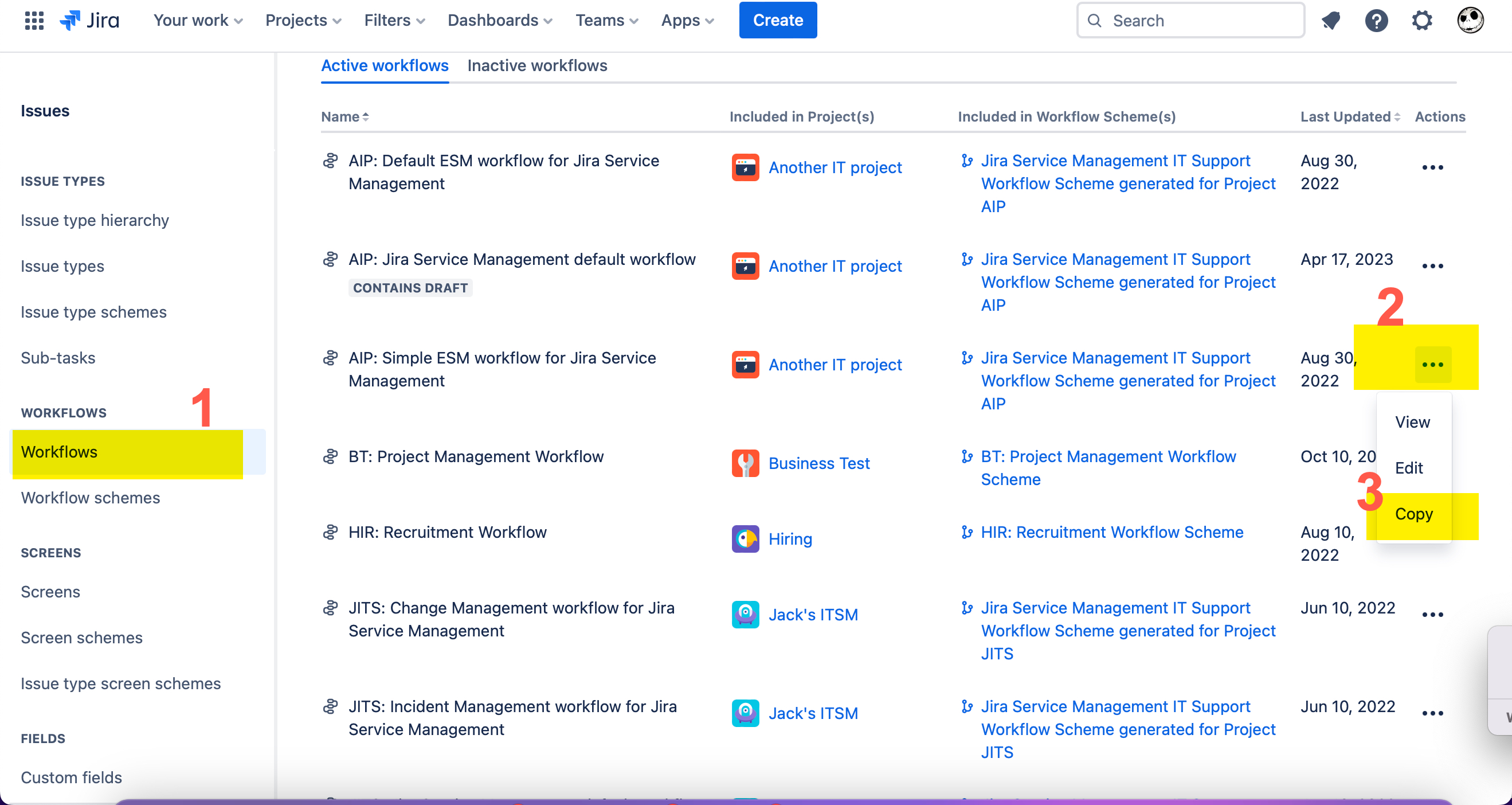 How can I set different status to subtasks?