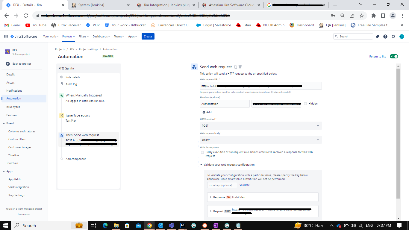 Jira cloud webhook is not working for local Jenkin...