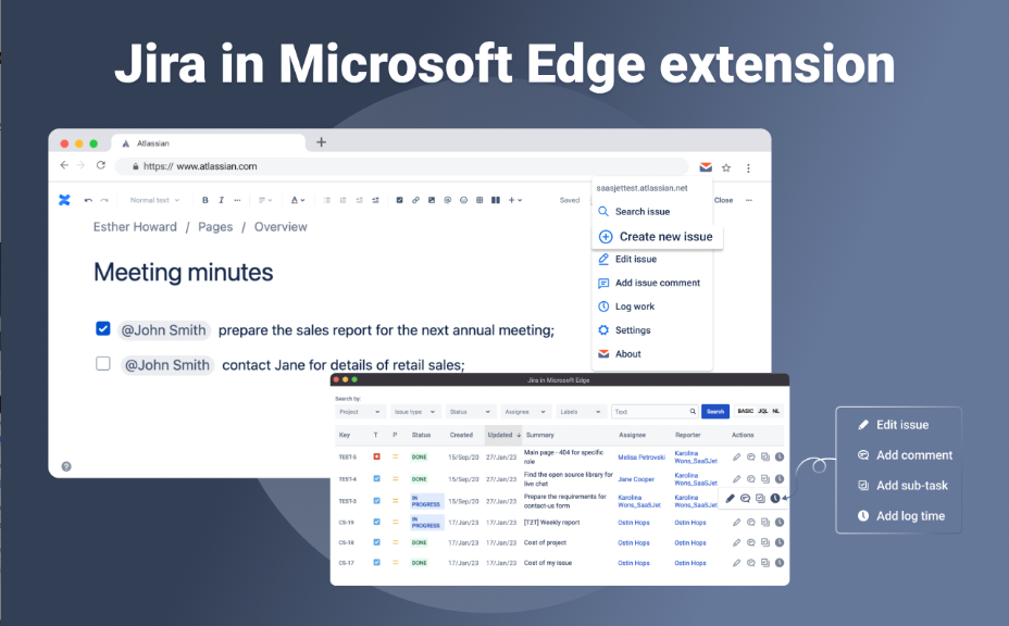 Widget creating a Ticket from Edge and Chrome