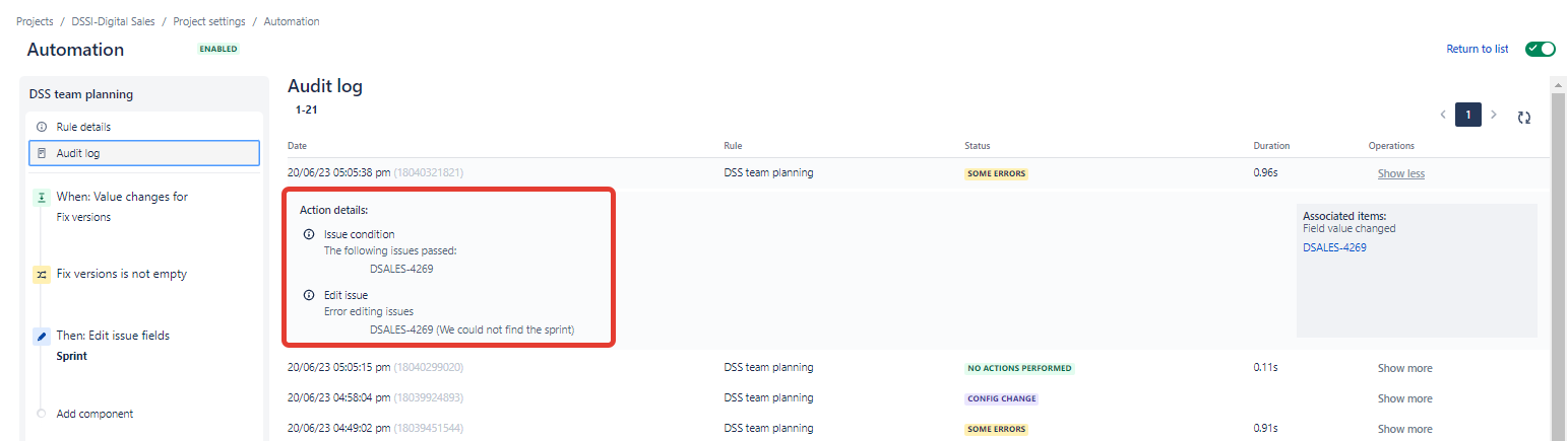 Solved: Create rule/automation to Fix versions and Sprints