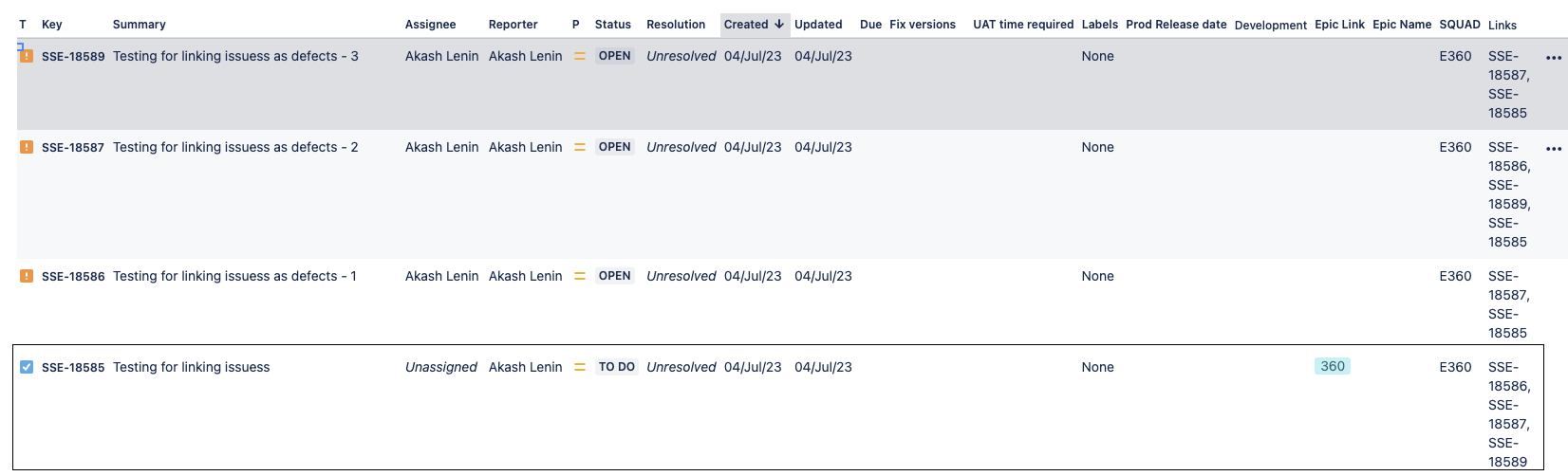 How can I link defects raised for that parent issu...