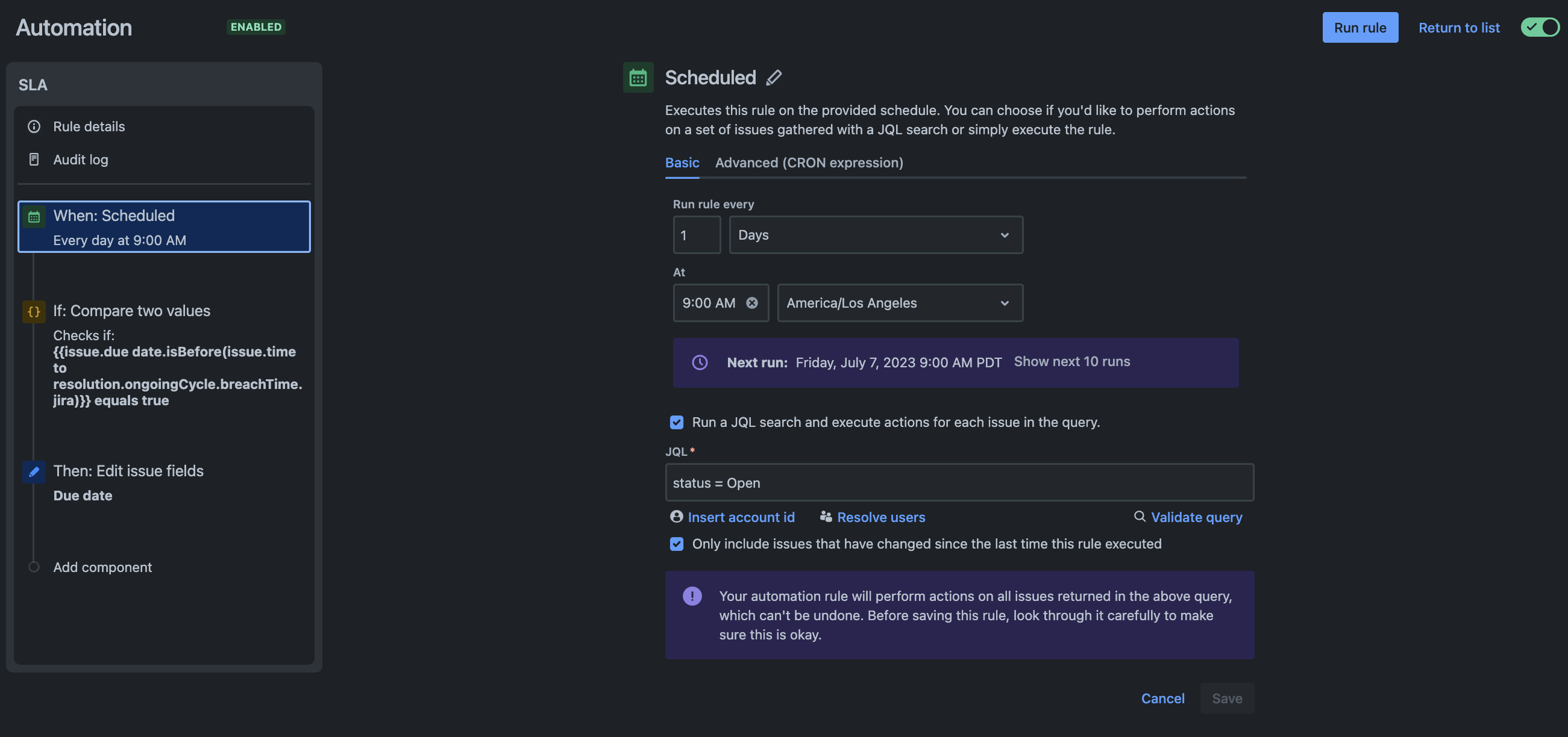 How do I create an issue where due date is