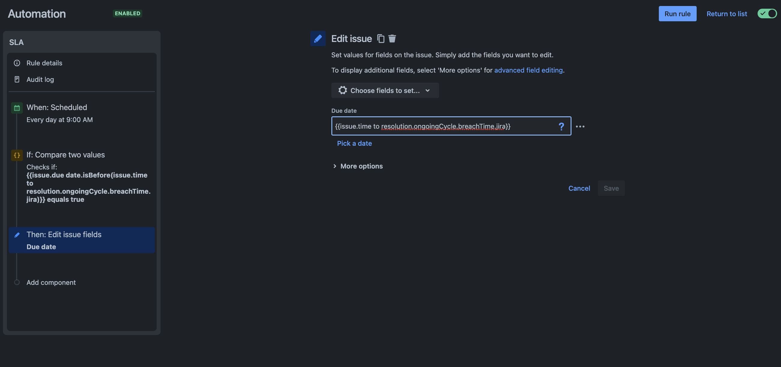How do I create an issue where due date is