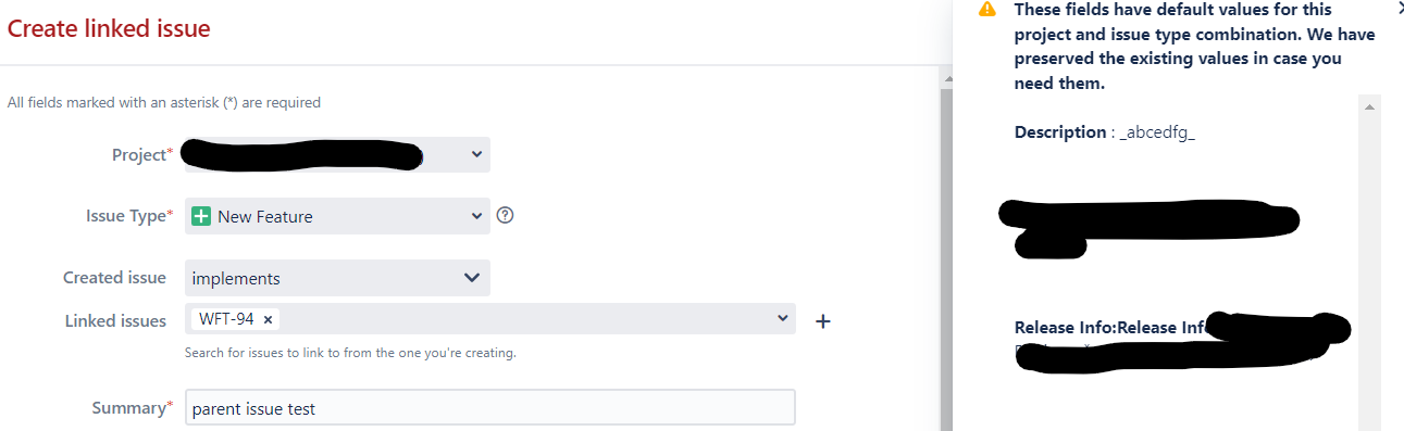 Copy existing issue values to Create Linked Issue ... Copy existing issue values to Create Linked Issue ...