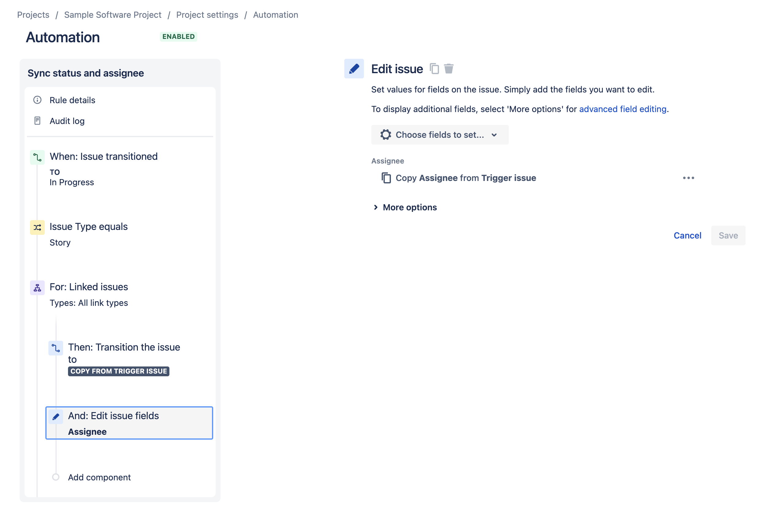 Solved Linked Issues Transition Automatic Assignee