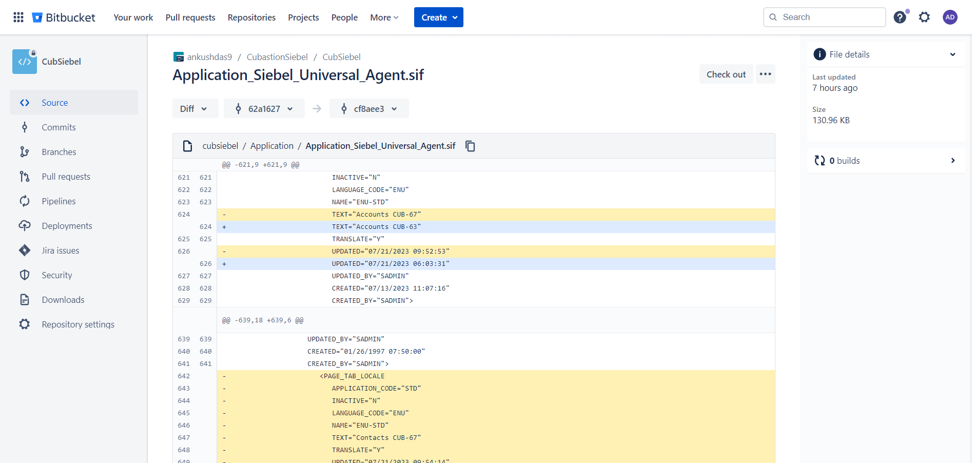 Bit Bucket Side-by-side diff view not working prop...