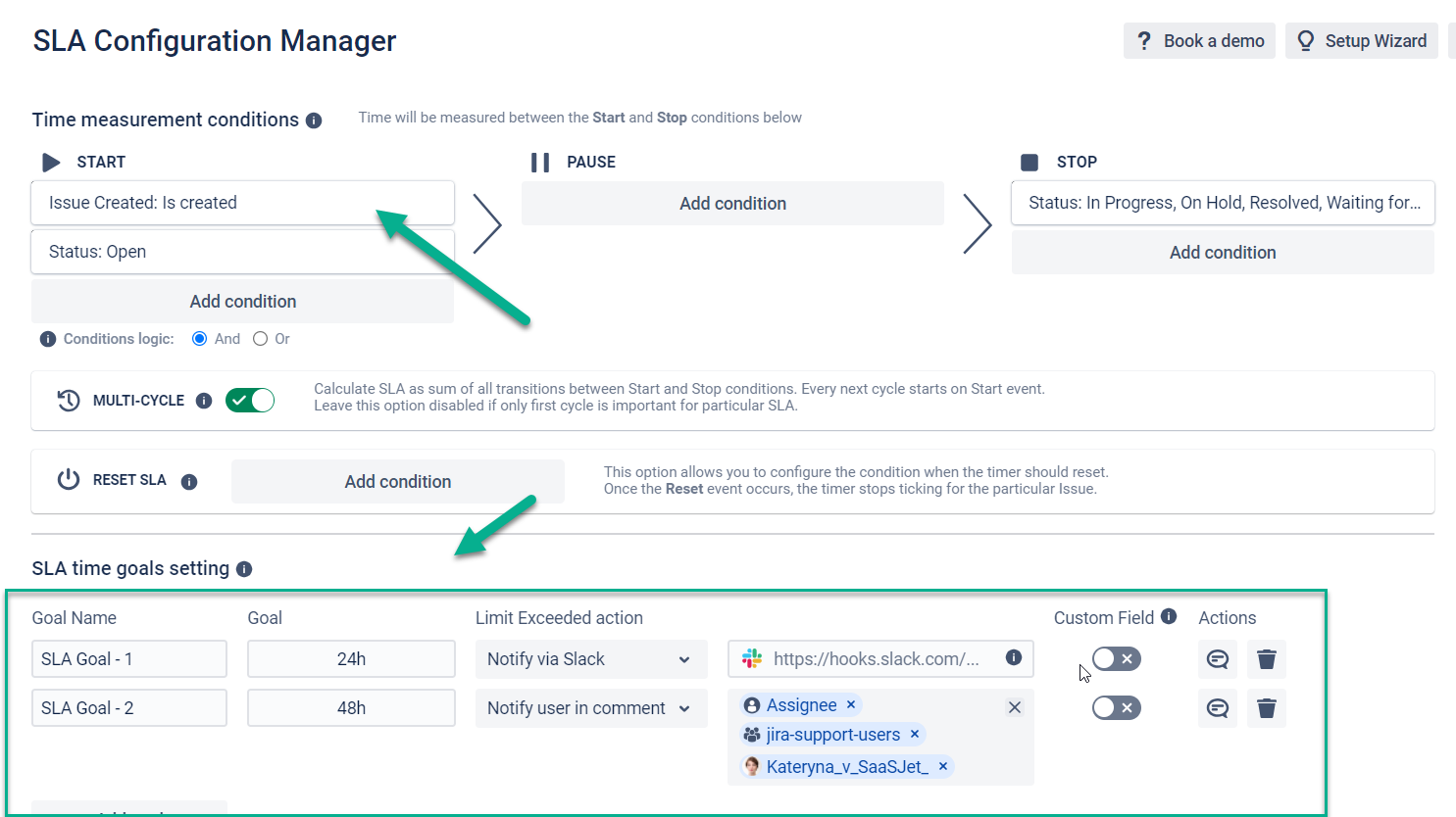 Hi , is it possible to create following SLA using ...