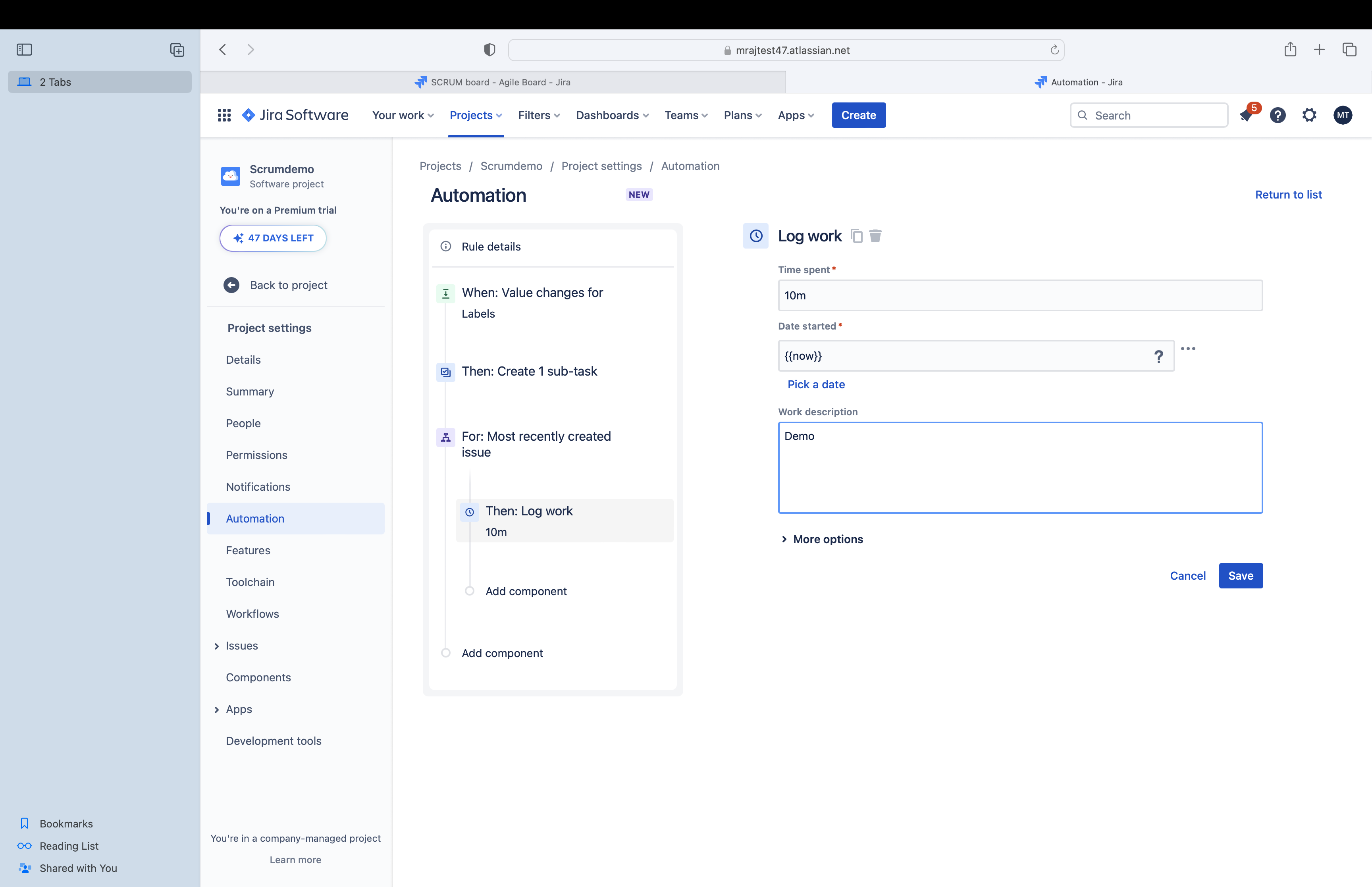 Solved: How to set the Time Tracking / add a Work Log entr...