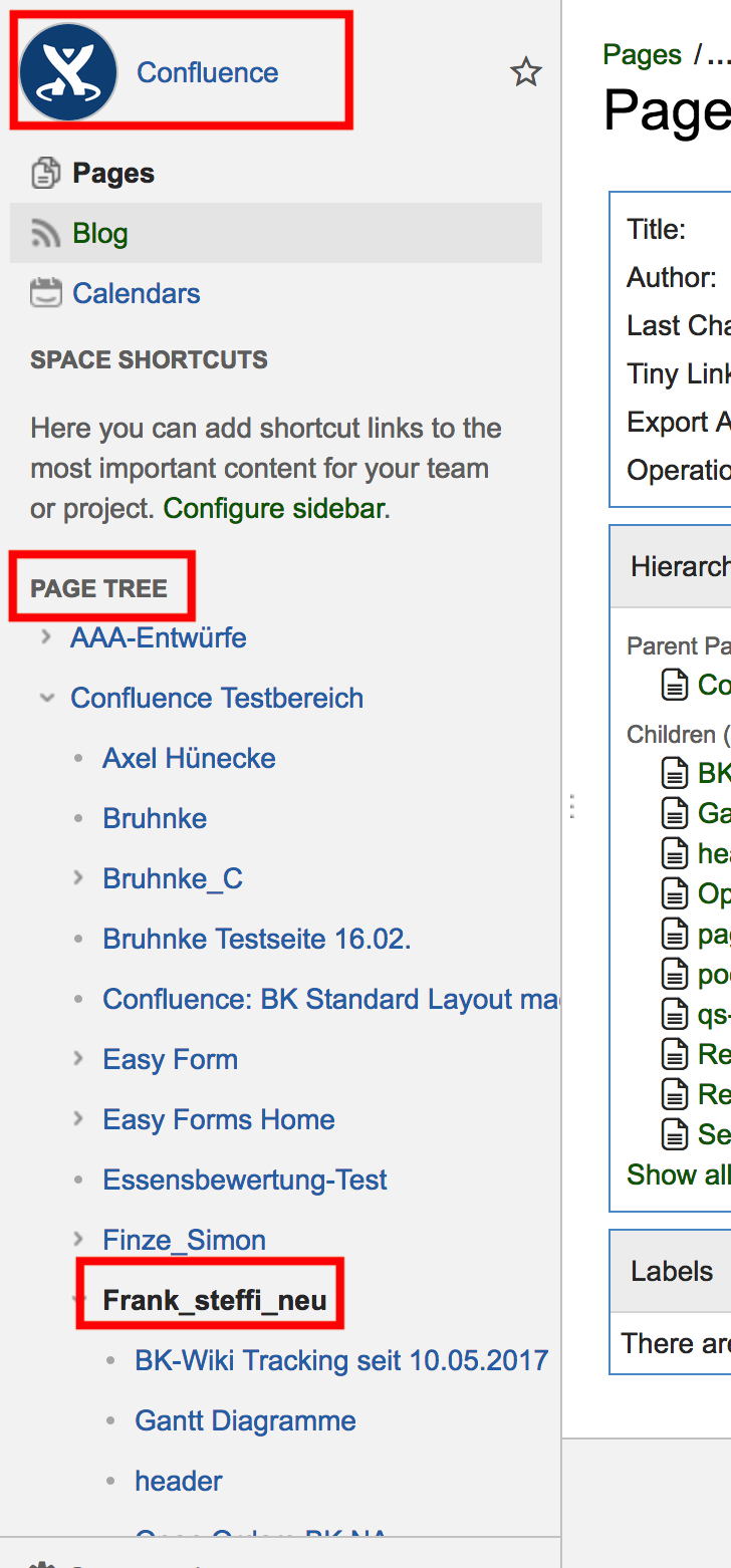 Structure of the Confluence content