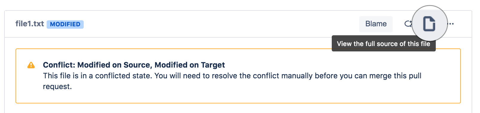 Pull Request page shows commit diff in merge confl...