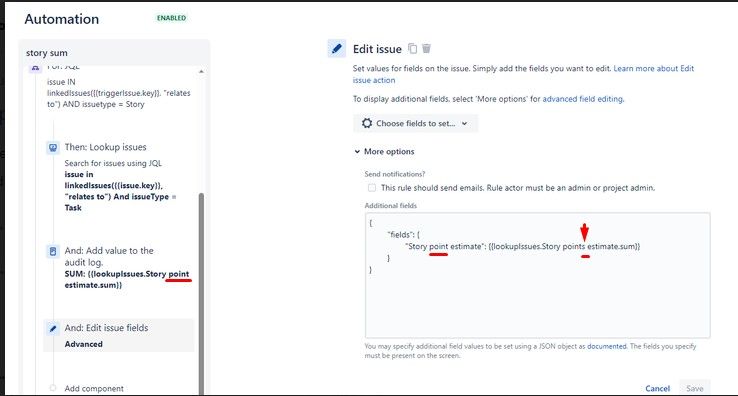 Solved: Summing up the story points from task that are lin... Solved: Summing up the story points from task that are lin...