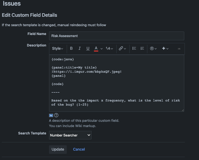 Add image to Custom Field Description