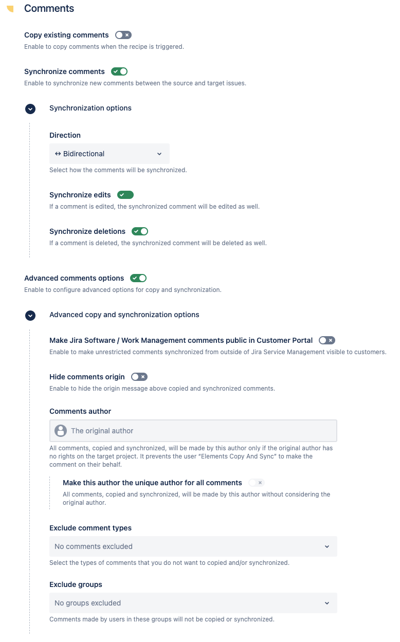 Jira Project comments syncing