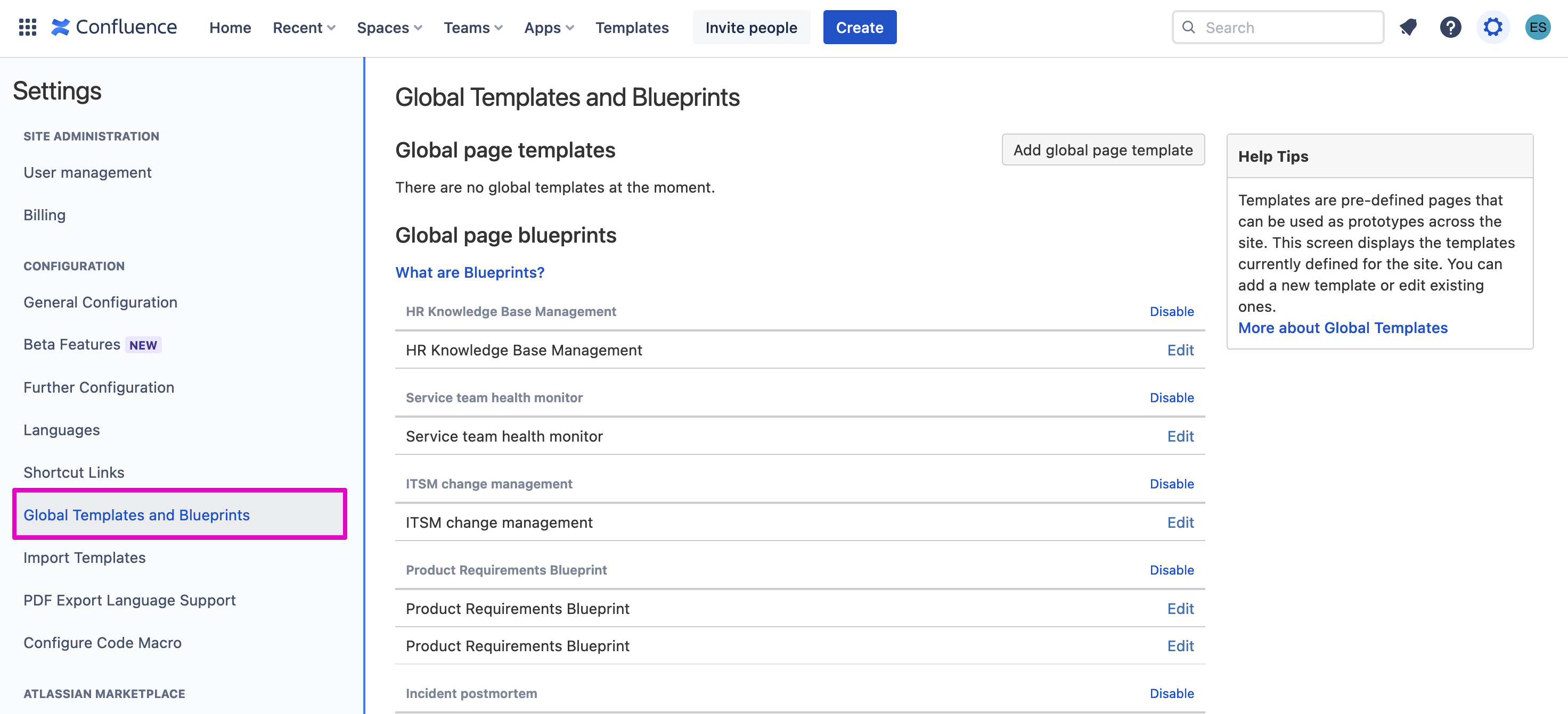 Share the template to other users in the confluen...