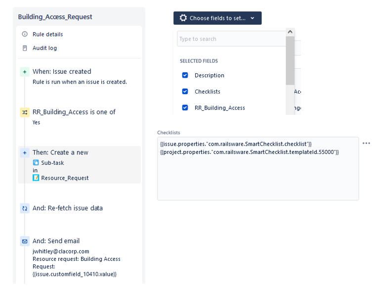 Adding a specific smart checklist to subtask based...