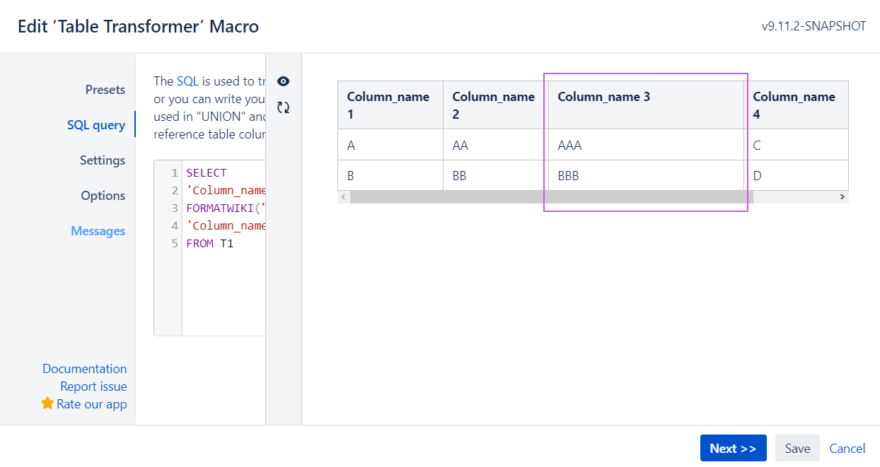Table Transformer - Column Rename Moves Column to ...