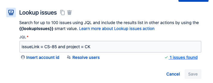 Solved: lookupissues jql not finding issues that filter jq...