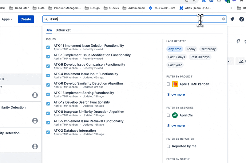 You can now filter by last updated in quick search... - Atlassian Community