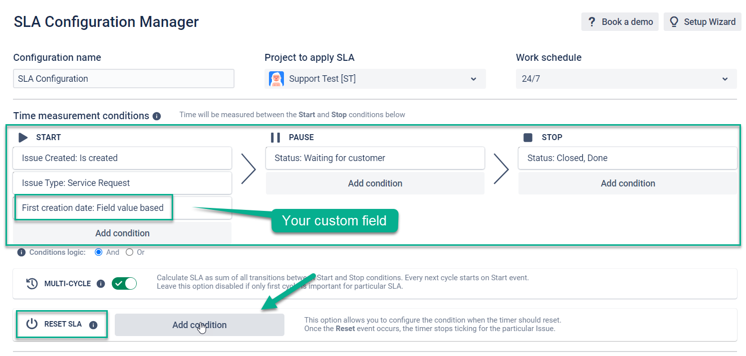 How to set SLA start time based on creation time o...