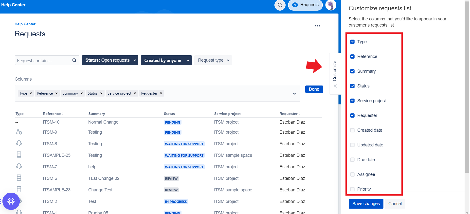 Solved: Adding field of request types for my customer view