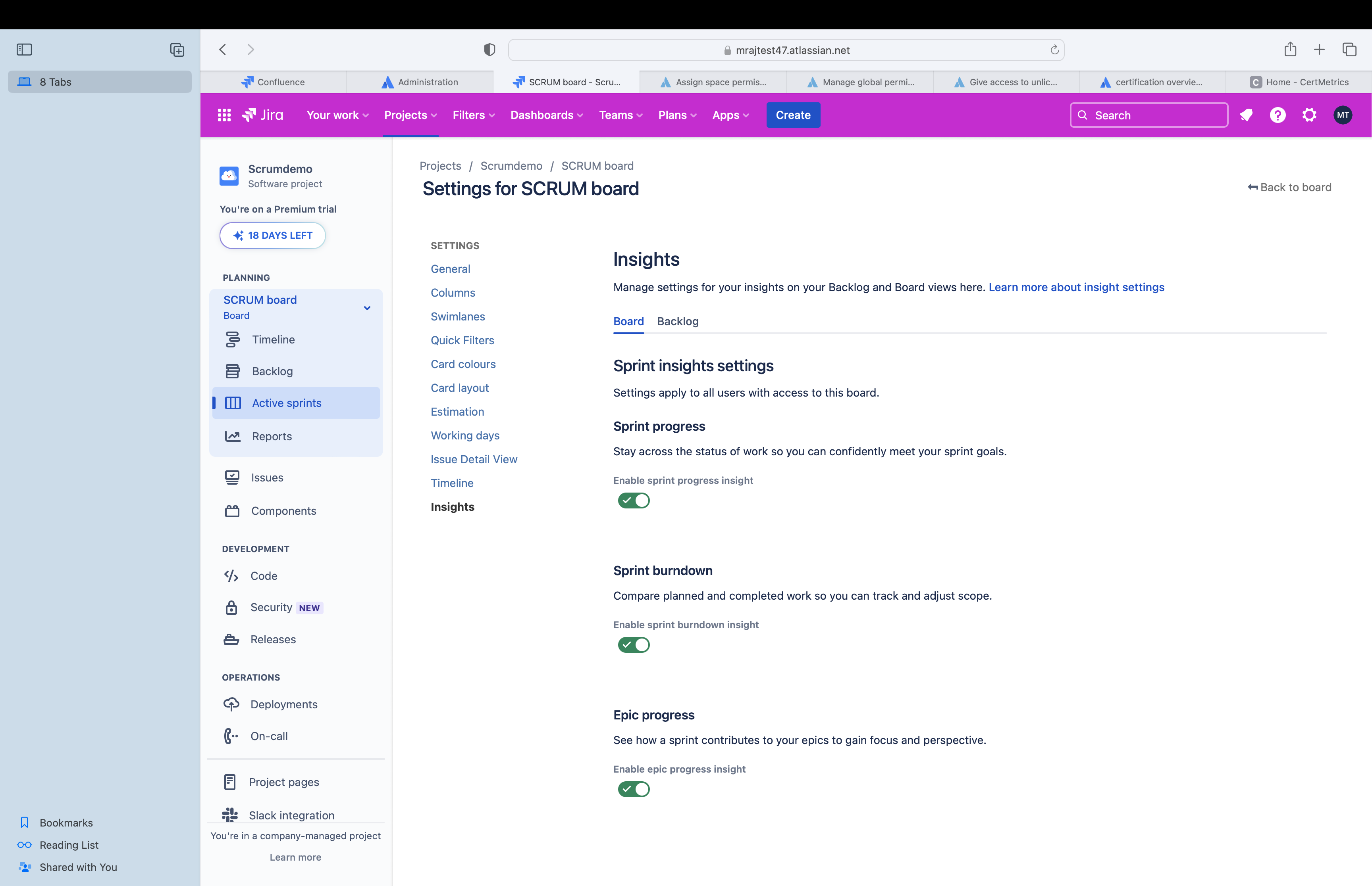 Progress bar in Epic column on Scrum board is disa...