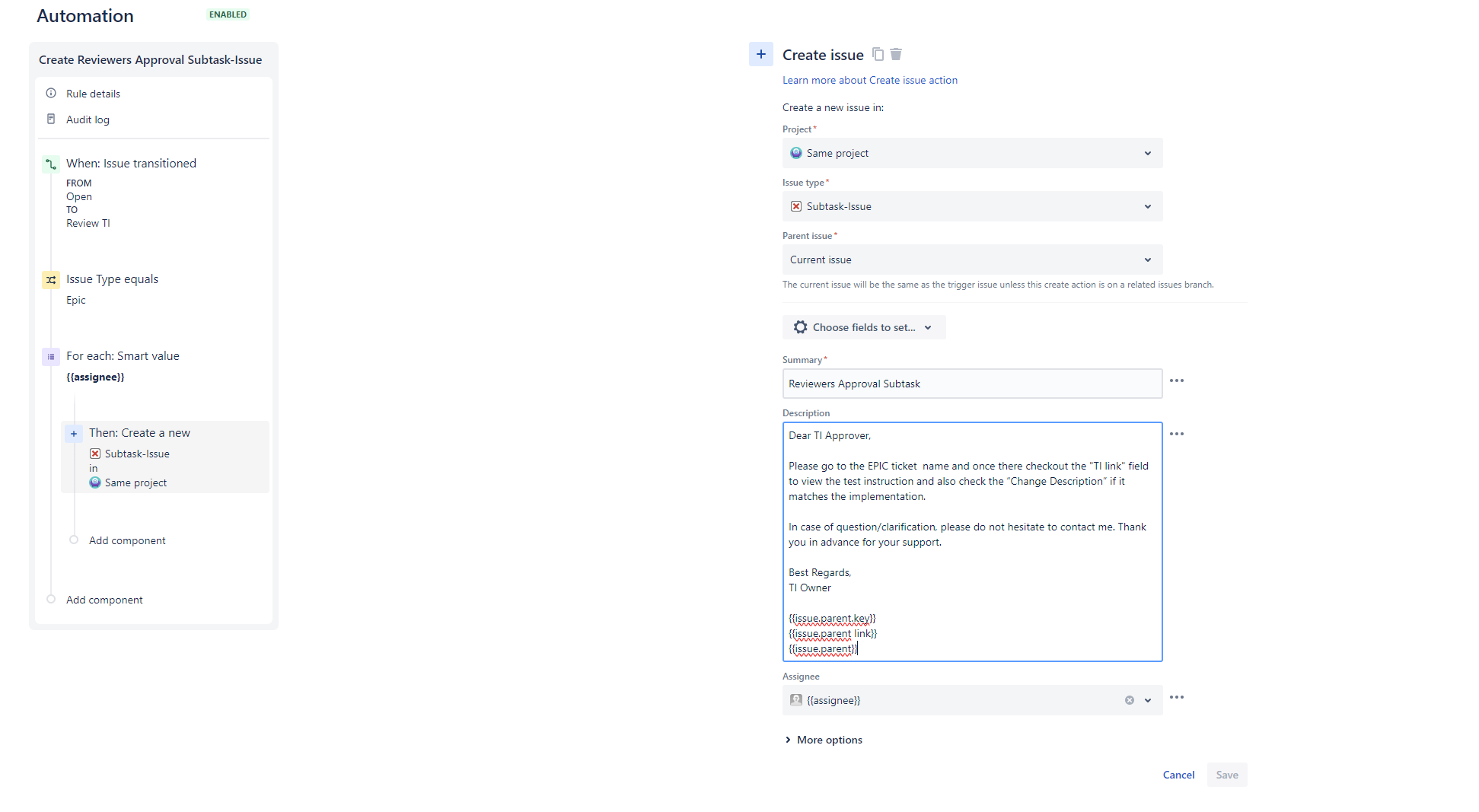 Solved: How to add Epic key to an subtask description w/ a...
