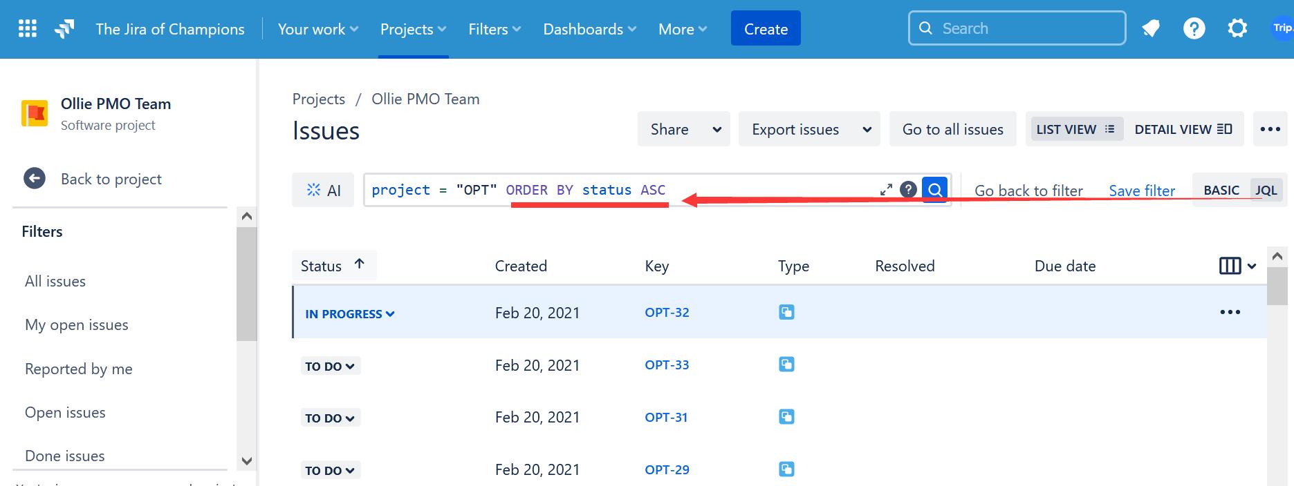 How to order / rank statuses in a team managed pro...