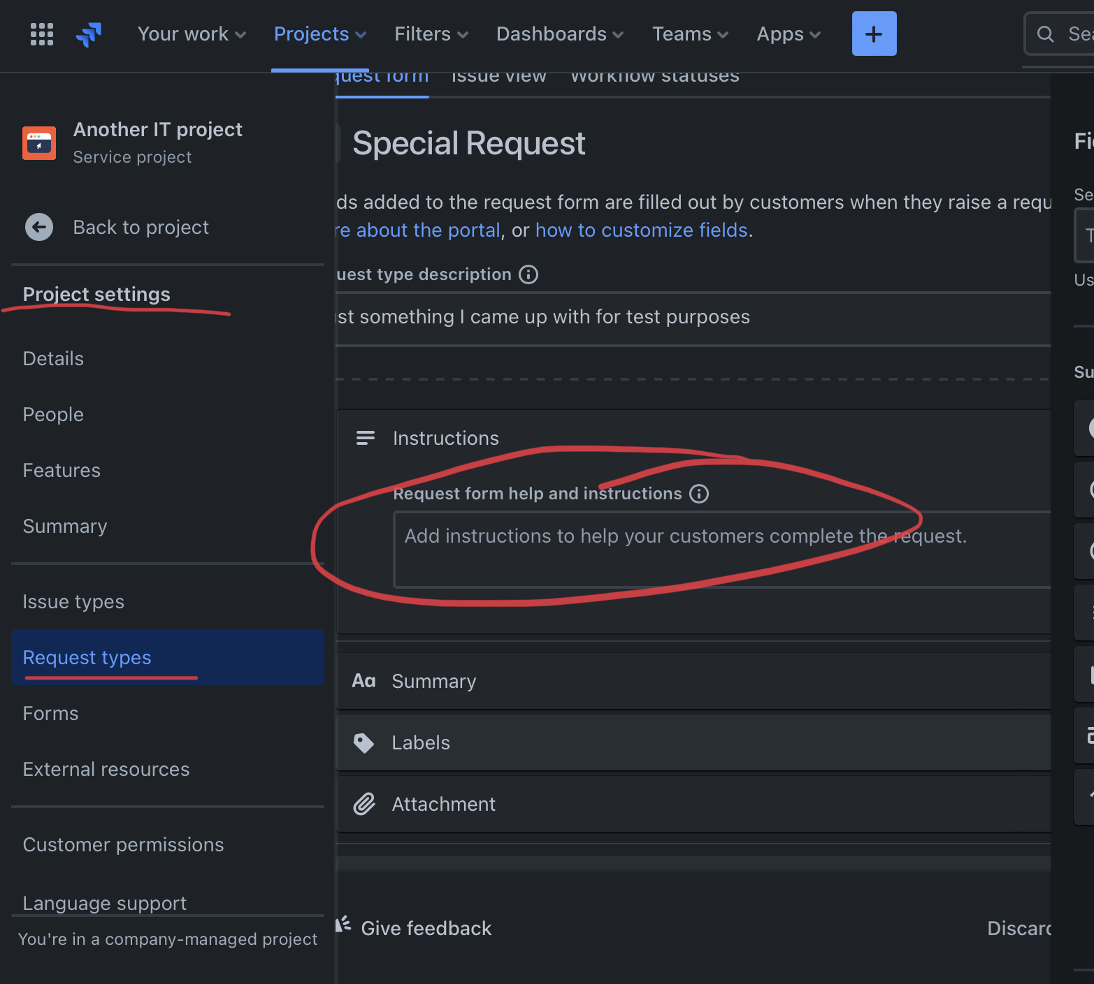 Pre-Built Instructions in Description field in JSM...