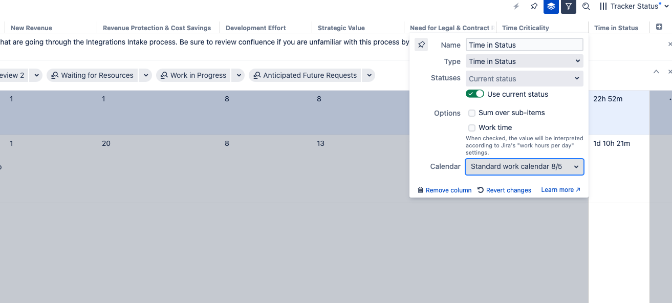 Table Transformer - Time in Status