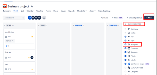User icons not showing on Business project board