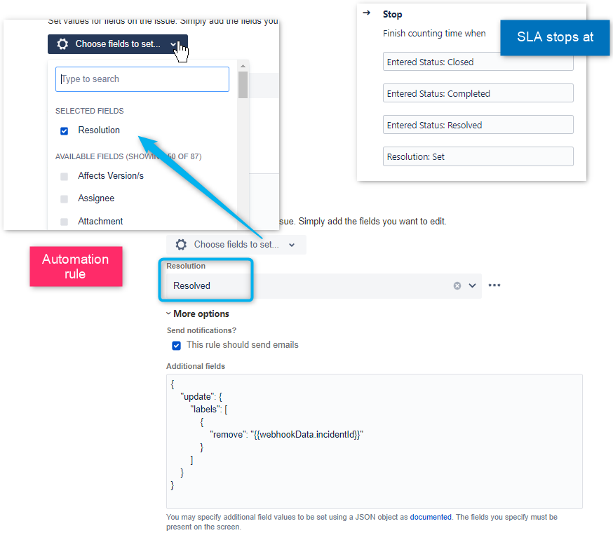 Resolved date/time not used by automation rule