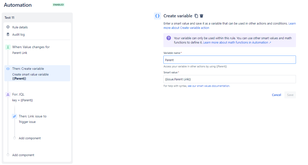 Solved: How to do an automation for linking issues when ad...