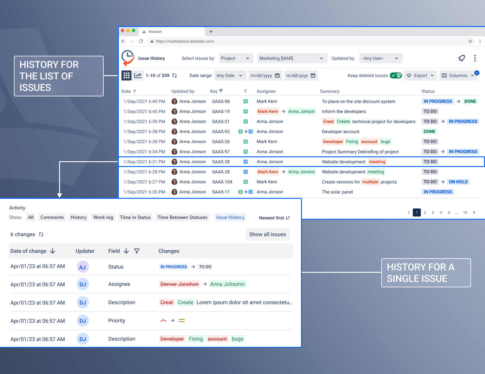 Issue history for Jira: Innovative layout with hig... - Atlassian Community