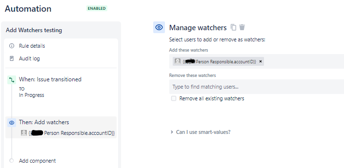 Jira Automation issue adding watcher based on cust... Jira Automation issue adding watcher based on cust...