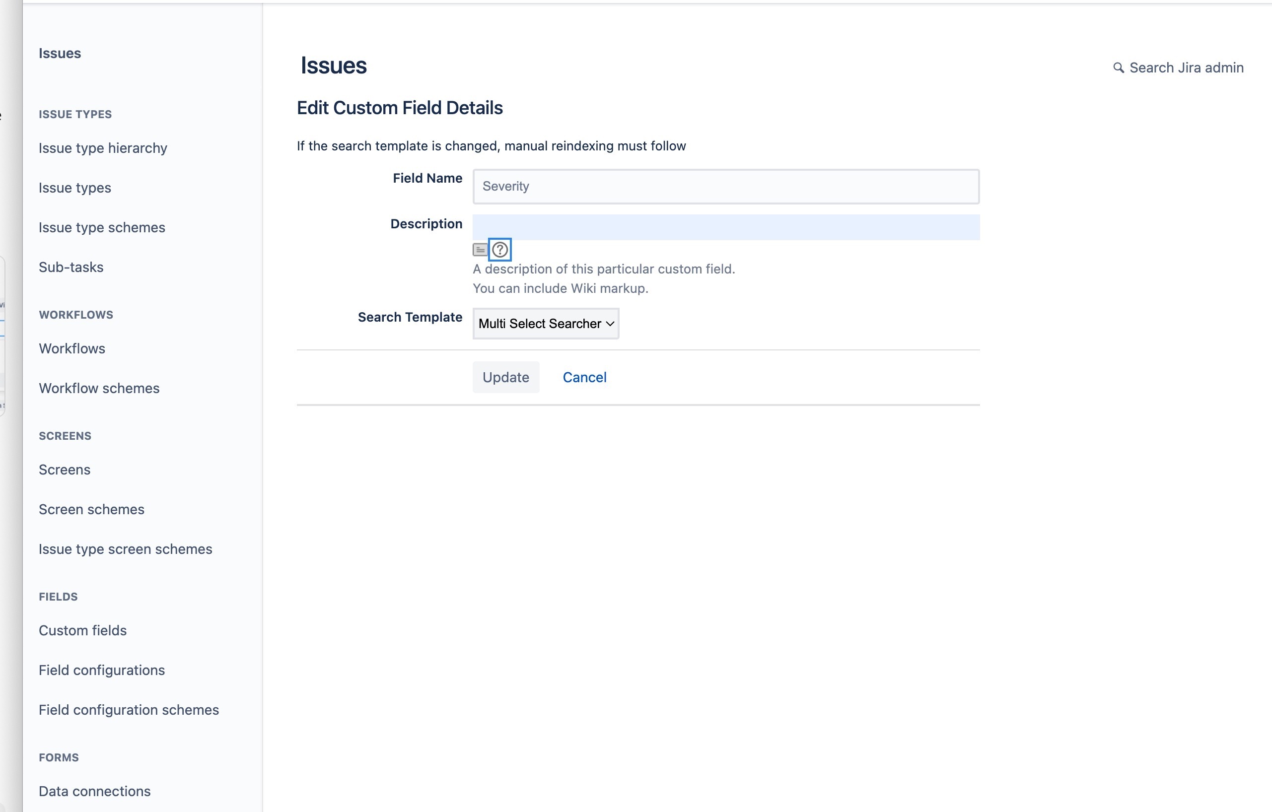 Is it possible to edit the severity field options?