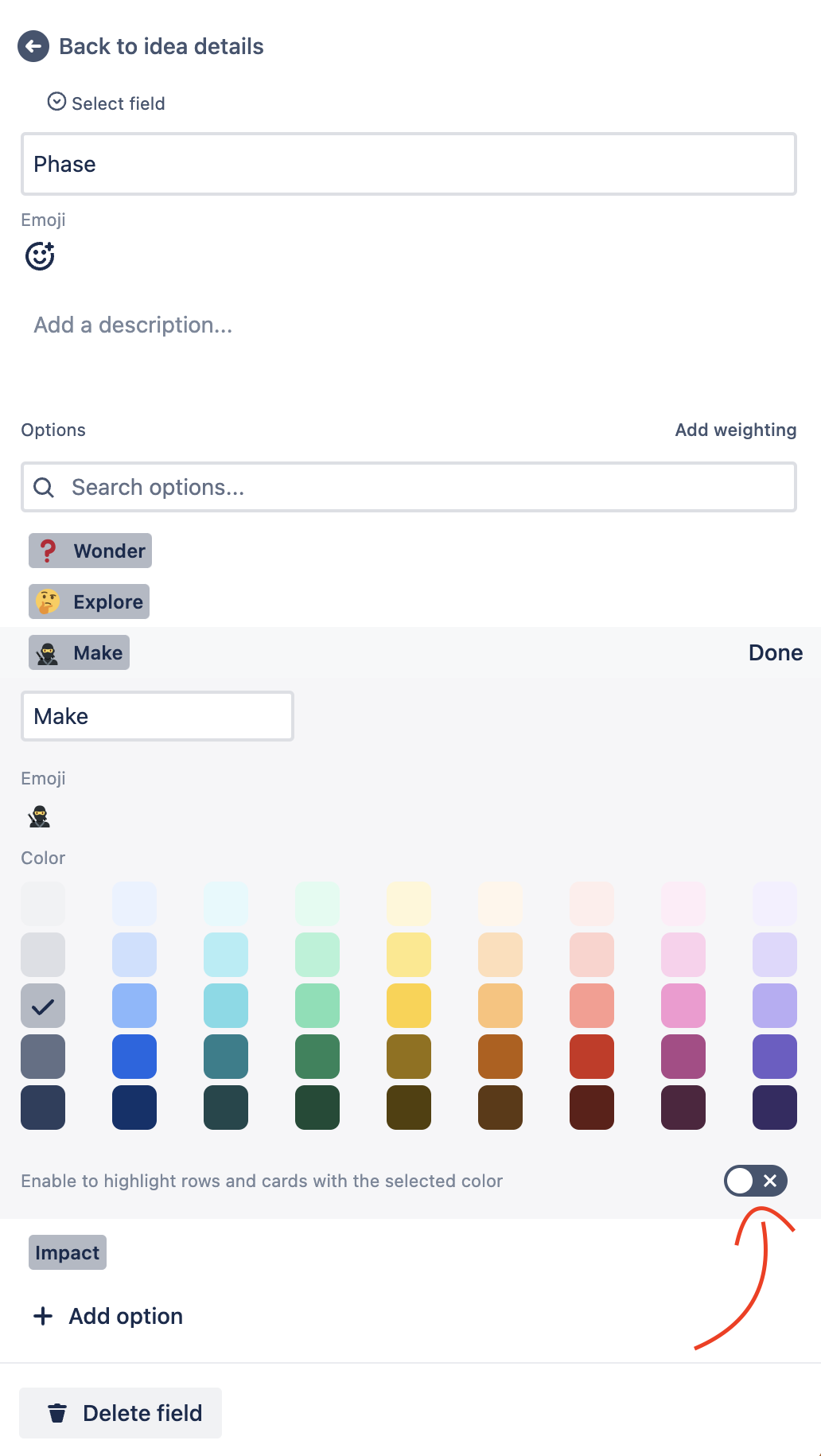 Project Status Colors (Product Discovery Board)