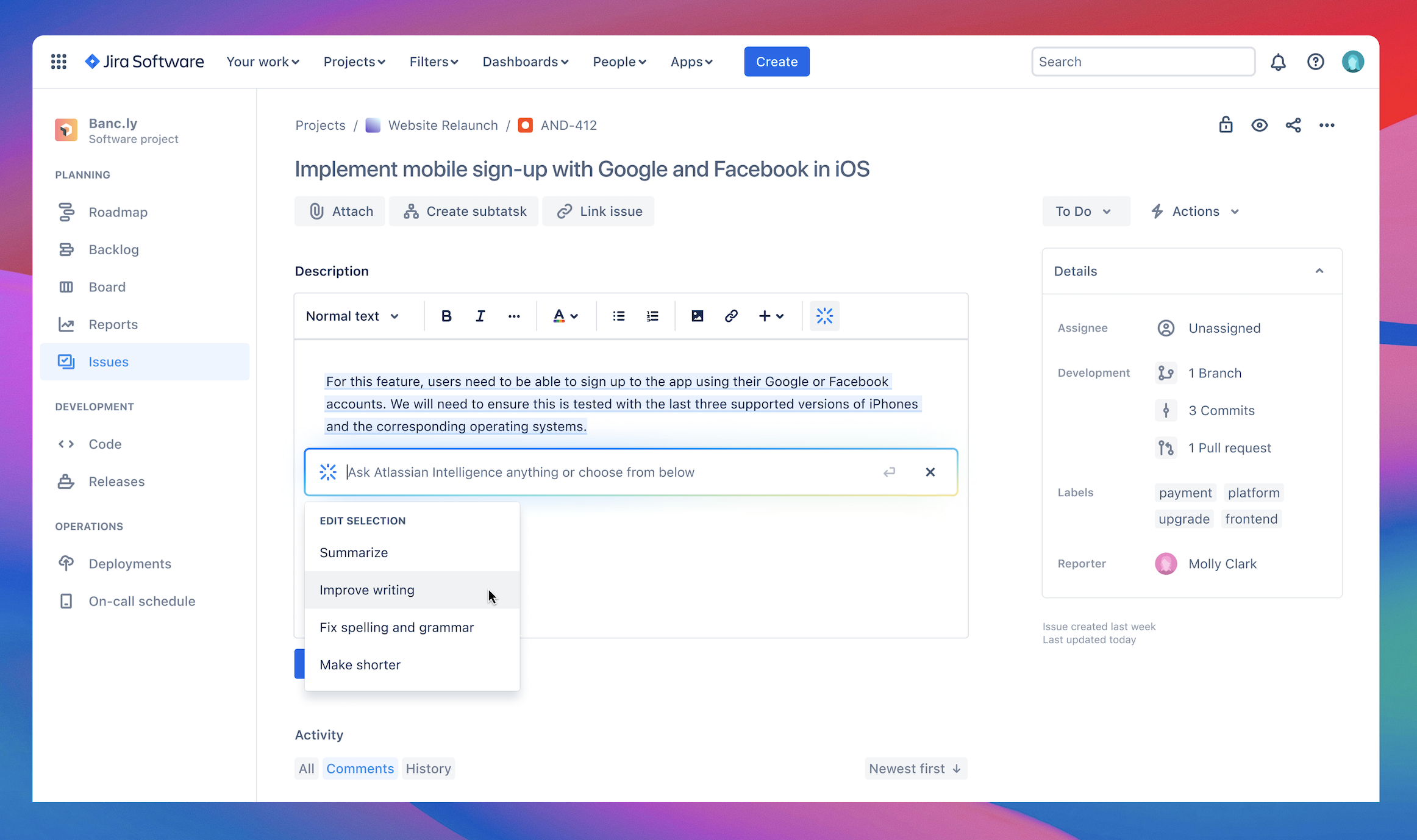 Atlassian Intelligence features for Jira are now in beta