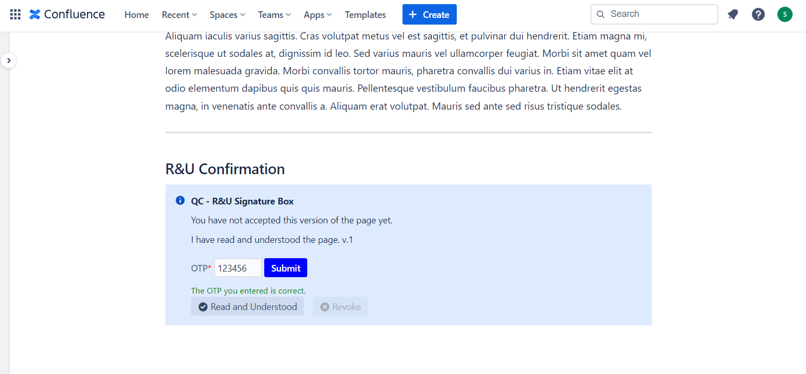 Confirm to Read & Understood an SOP within Conflue... - Atlassian Community