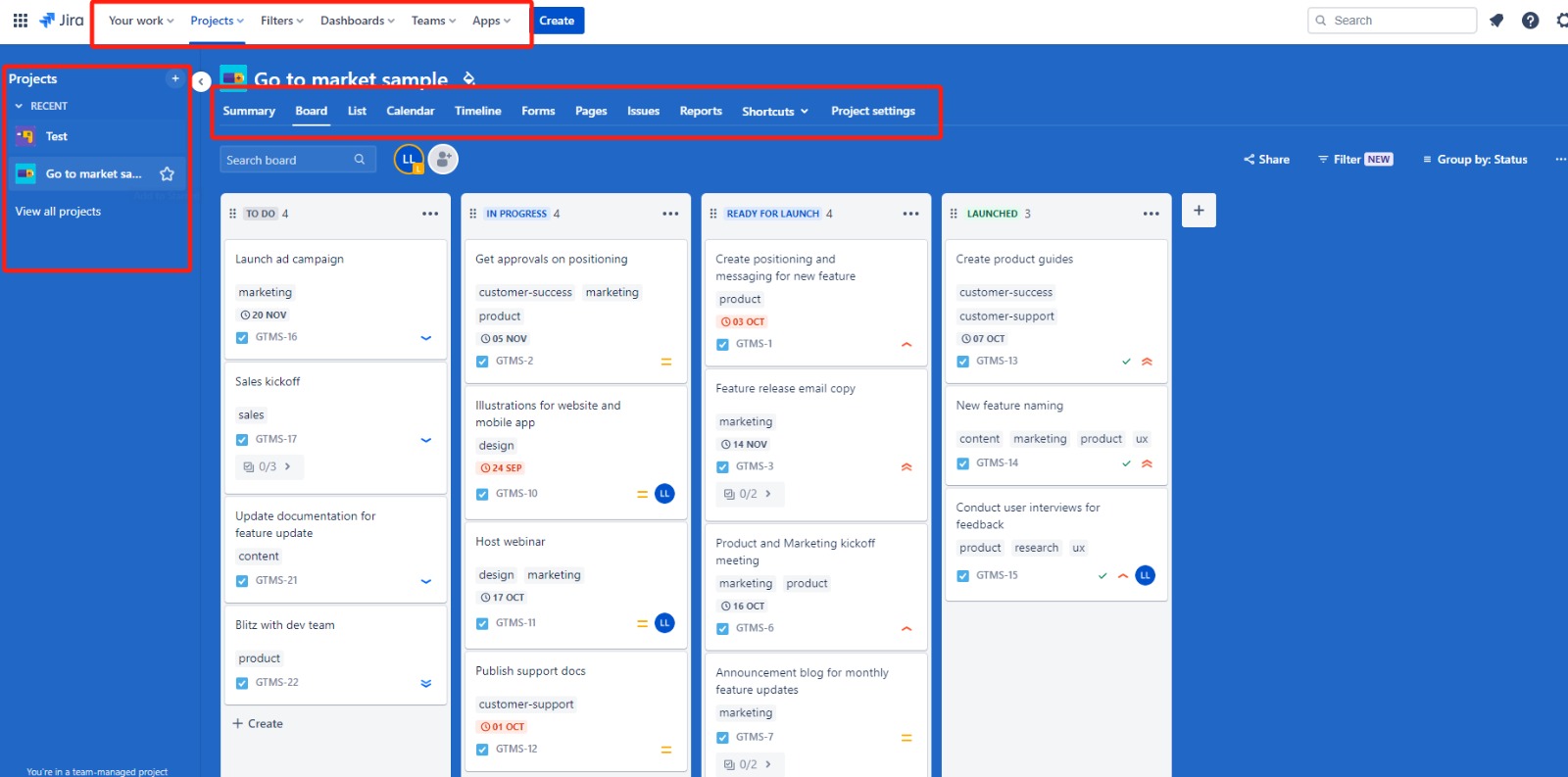The Sample Jira gave at first has a different stru...